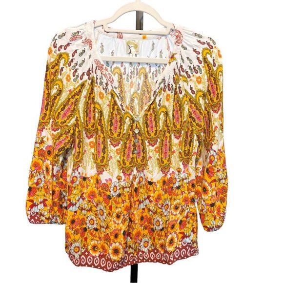 fig and flower | Tops | Fig And Flower Paisley Floral Top Fall Colors ...